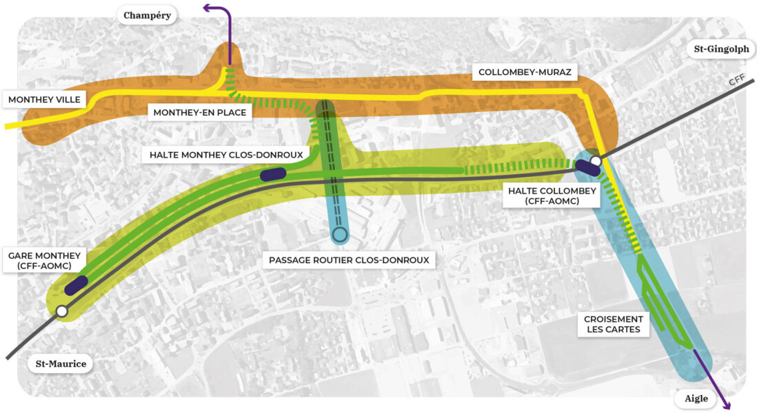 Un chantier en trois phases - AOMC 2030: sécurisation du tracé de l'AOMC
